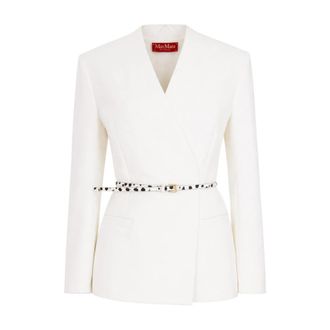 Max Mara Double-Breasted Cady Jacket - - Jackets - Damen - Wei&szlig; - L