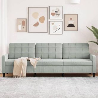 vidaXL Vidaxl - Canap&eacute; &agrave; 3 places Gris clair 210 cm Velours