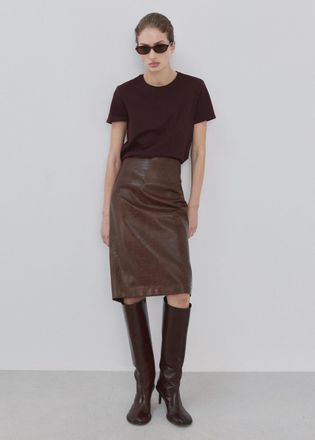 Mango T-shirt coton manches courtes bordeaux - Femme - XXS - MANGO