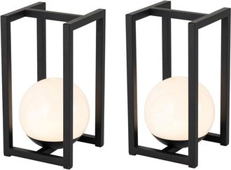QAZQA Nowi - led Dimmable Lampe de Table sans fil rechargeable usb variateur inclus - 2 pi&egrave;ces - l 16 cm - Noir - Moderne - &eacute;clairage ext&eacute;rieur - Qazqa