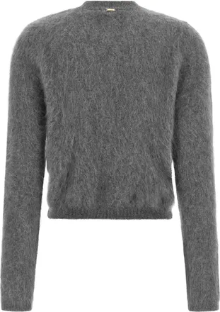 Twin-Set Brushed Wool-Cashmere-Silk Blend Sweater - Gray
