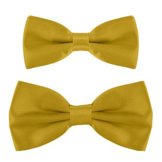 DonDon Vater-Sohn Fliegen Set im Partnerlook, bereits gebunden und verstellbar - Gold