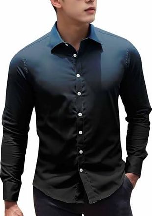 Generic Chemise boutonn&eacute;e &agrave; manches longues pour homme - Chemise formelle pour le travail - Sans repassage - Chemise d&eacute;contract&eacute;e pour le travail, le mariage,