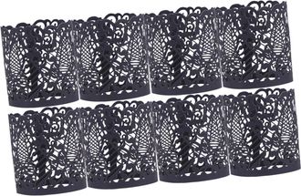 Valiclud 20 St&uuml;ck LED Kerzen Lampenschirm aus Papier Schwarz Dekorative Teelicht Hohlschirm Abdeckung f&uuml;r Geburtstag Hochzeit Party und Bankett