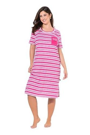 Ulla Popken Nachthemd, Ringel, Rundhals, Halbarm, Brusttasche Chemises de Nuit, Rose, 48-50 Femmes