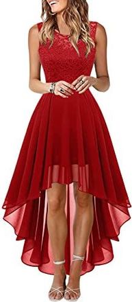 Onsoyours Robes dinvités de Mariage pour Femmes Robes de Demoiselle dhonneur en Mousseline de Soie Florales Robes de soirée balançoire Robes asymétriques B Roug