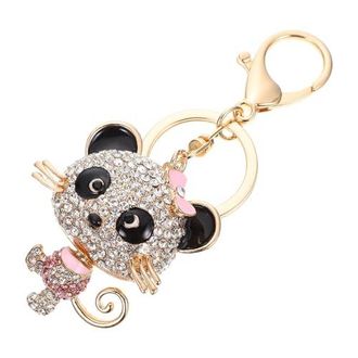 BESPORTBLE Porte-cl&eacute;s D&eacute;coratif Chat en Cristaux Noeud, Pendentif Rose Scintillant, Accessoire Suspendu pour Paquet &agrave; Dos, D&eacute;coration de F&ecirc;te &Eacute;l&eacute;gante et Origina