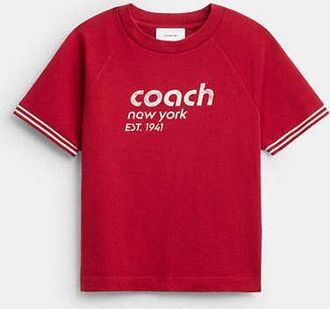 Coach Raglan-Jersey-T-Shirt Aus Bio-Baumwolle f&uuml;r Frauen in Rot, Gr&ouml;&szlig;e X-Klein | Biobaumwolle
