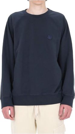 Maison Kitsun&eacute; Homme, Sweatshirts et sweats &agrave; capuche, Bleu, Taille: M Fox Head Oversize SweaT-shirt