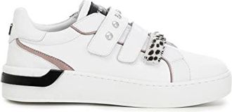 Caf&egrave;noir Baskets Femme en Cuir avec Strap, DS1550, Blanc, 40 EU