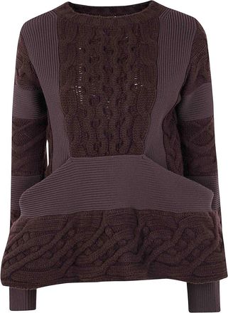 sacai Pull Col Rond - Marron
