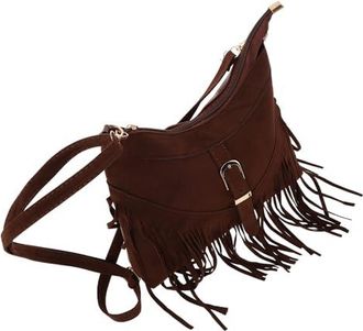 Yardwe Sac Bandouli&egrave;re Femme Fringes Daim Marron Sac Vintage Boh&egrave;me Tress&eacute; L&eacute;ger et Spacieux pour Voyage et Shopping