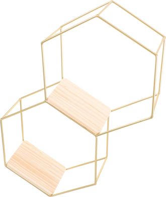 BESPORTBLE Modernes Hexagonales Wandregal aus Stabilem Schwebendes Regalbrett in Gold für Schlafzimmer Wohnzimmer und Vielseitige Wanddekoration Platzsparend und