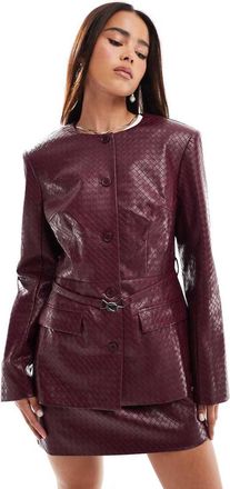 Asos Blazer densemble effet tressé - Cerise foncé-Rouge