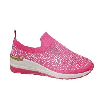 Generic Baskets respirantes &agrave; paillettes pour femme - Bout rond - Semelle &eacute;paisse - Confortables - Style d&eacute;contract&eacute; - Pour gym, sport, tennis, rose vif, 37.5