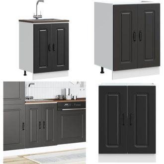 vidaXL Sp&uuml;lenunterschrank Kalmar Schwarz 60x46x81,5 cm Holzwerkstoff - Vidaxl