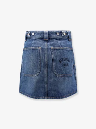 Givenchy Womens Denim Mini Skirt With Adjustable Straps Blue Cotton