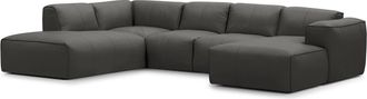 Studio Copenhagen home24 Wohnlandschaft Grau Echtleder Neka 325 x 71 x 235cm Longchair davorstehend rechts / Ottomane links Modern