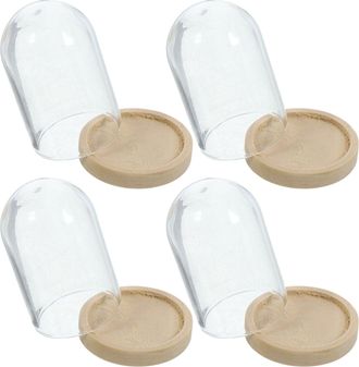 BESPORTBLE 4 S&auml;tze Mini Glasglocke mit Holzsockel Transparente Glasglocke Cloche f&uuml;r Ewige Blumen Kerzen Miniatur-deko Langlebig und Kompakt f&uuml;r DIY Mikro-landsc
