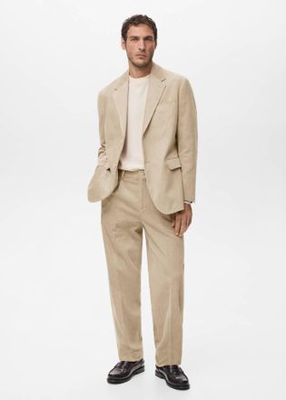 Mango Pantalon velours c&ocirc;tel&eacute; regular-fit beige - Homme - 38 - MANGO MAN