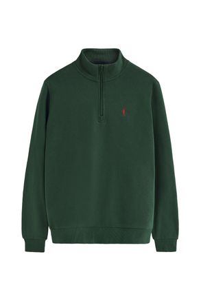 Polo Club Sweatshirt flaschengr&uuml;n mit halbem Rei&szlig;verschluss und Rigby Go-Logo