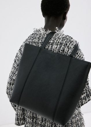 Mango Sac shopper anses noir - Femme - Taille unique - MANGO