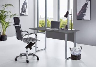 BMG M&ouml;bel Schreibtisch klein f&uuml;r Homeoffice 138 x 67 cm Office Edition Mini mit Metallgestell Made in Germany (Anthrazit)