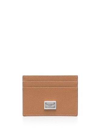 Dolce & Gabbana porte-cartes en cuir &agrave; plaque logo - Marron
