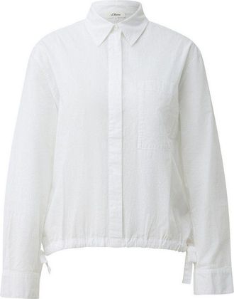 s.Oliver Langarmbluse Bluse Leichte Hemdbluse aus Baumwollvoile mit Schleifendetail