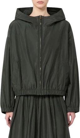 Max Mara Veste imperm&eacute;able &agrave; capuche en taffetas - Femme - Vestes - Vert - Taille: 36 FR