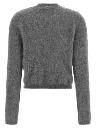 Twin-Set Brushed Wool-Cashmere-Silk Blend Sweater - Gray