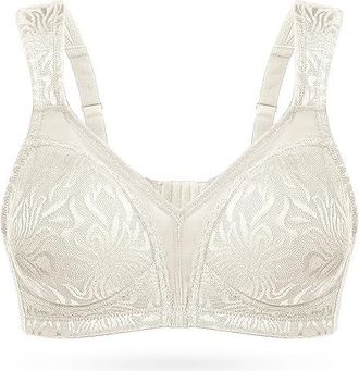 Wingslove Femme Soutien-Gorge sans Armature Grande Taille Minimiseur Non-Rembourré Confortable (Ivoire,42D/110D)