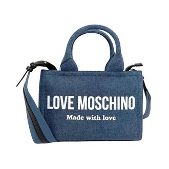 Love Moschino Femme, Sacs, Bleu, Taille: ONE Size Denim 2 Manici Piccolo c/Tracolla