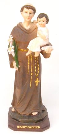 Generico Religi&ouml;se Statue des Heiligen Antonius, Figur aus braunem Harz mit Sockel, 13 cm, Andachtshandwerk f&uuml;r Zuhause