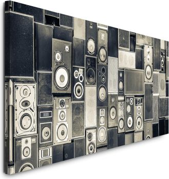 Paul Sinus Art GmbH Lautsprecher Vintage 120x 50cm Panorama Leinwand Bild XXL Format Wandbilder Wohnzimmer Wohnung Deko Kunstdrucke