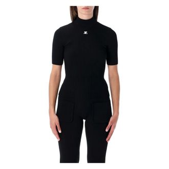 Courr&egrave;ges Damen, Strickwaren, Schwarzk, SGr&ouml;&szlig;e