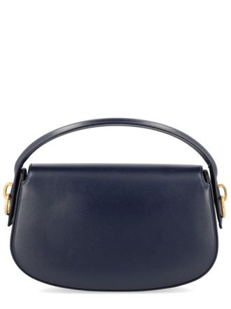 Saint Laurent Womens Voltaire Bag With Logo Blue Main: Calf Skin Shoulder