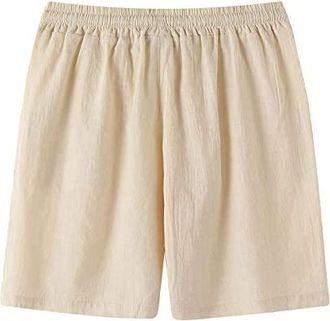 Generic Short en lin pour homme, pantalon de sport confortable, d&eacute;contract&eacute;, sport, taille &eacute;lastique, cordon de serrage, pantalon de jogging d&eacute;contract&eacute; pour 