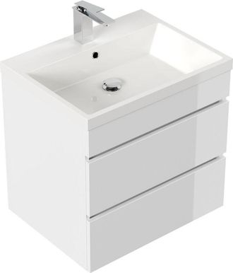 Magnolia Home Badm&ouml;bel Via 60 SoftClose weiss hochglanz mit grifflosen Schubladen