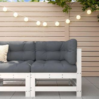 vidaXL Ecksofa mit Kissen Wei&szlig; Massivholz Kiefer - Vidaxl