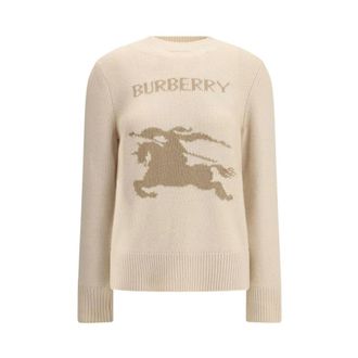 Burberry Femme, Pulls, Beige, Taille: 38 FR Equestrian Knight Wool Sweater