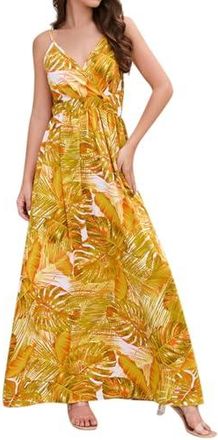 Generic Robe de plage pour femme dos nu &agrave; motif cachemire floral - Robe de plage &agrave; dos nu - Robe ample &agrave; volants et bretelles spaghetti - Robe d&eacute;t&eacute; boh&egrave;me pou