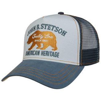 Stetson JBS-Bear Trucker Cap Baseballcap mit Baumwolle Markenstickerei Snapback Cap mit Mesh-Einsatz Schirmm&uuml;tze Winter Sommer blau One Size Small