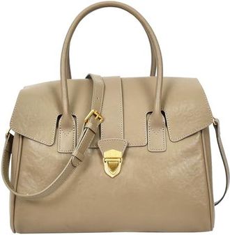 House Of Leather Tacoma Sac &agrave; bandouli&egrave;re en cuir v&eacute;ritable pour femme, gris, Large