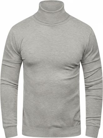 Rello & Reese Herren Rollkragenpullover Strick-Pullover Rolli Sweatshirt Feinstrick 22289 [Grau