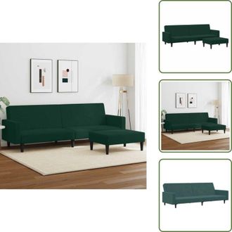 vidaXL The Living Store - Schlafsofa 2-Sitzer mit Fu&szlig;hocker Dunkelgr&uuml;n Samt - Samtsofa - Schlafsofa - Sofa Mit Betfunktion - G&auml;stebett - Wohnzimmersofa