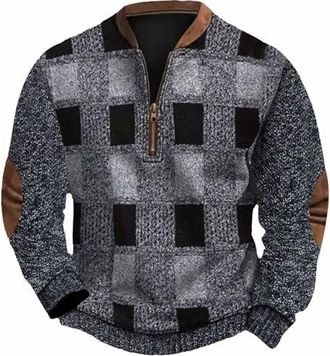 Generic Sweat-shirts pour hommes, pulls en tricot occidental, avec fermeture éclair, pull dhiver coupe ajustée, gris foncé, XXL