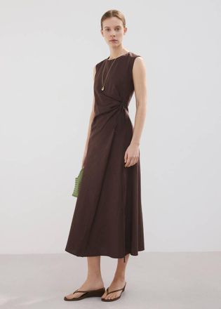Mango Midi-Kleid mit Knoten schokolade - Damen - XXS - MANGO