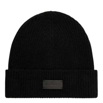 Michael Kors Homme, Accessoires, Noir, Taille: ONE Size Bonnet en laine tricot&eacute; uni avec logo frontal