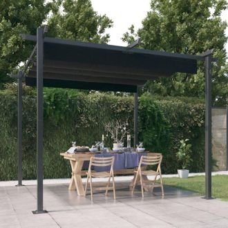 vidaXL Vidaxl - Tonnelle de jardin avec toit r&eacute;tractable 3x3 m Anthracite